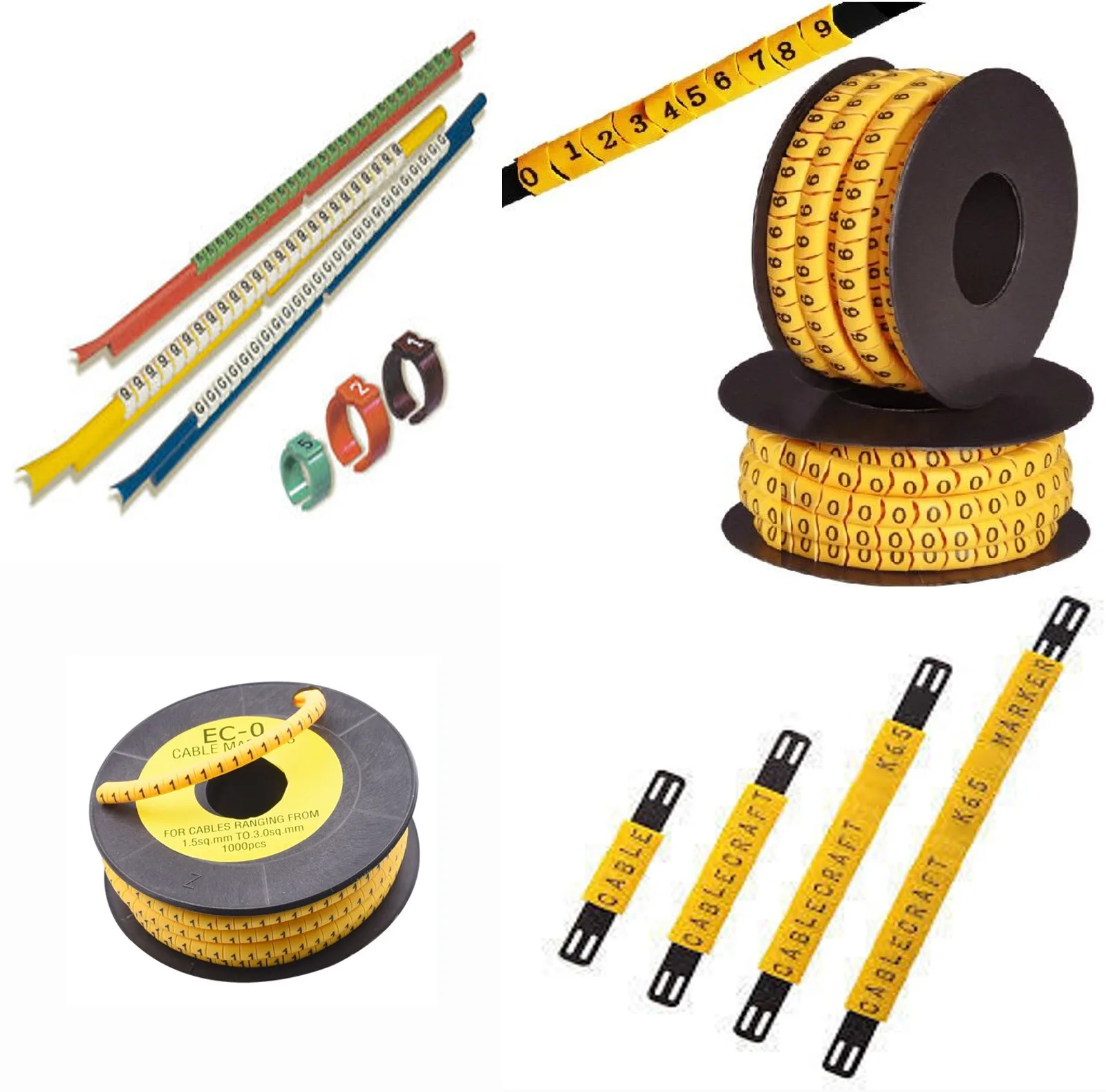 EC-J Cable Marker Ferrules | K-Type Black on Red